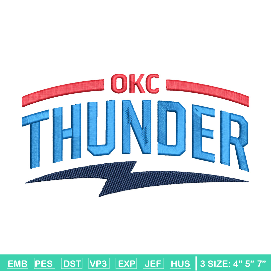 Oklahoma Thunder logo embroidery design,NBA embroidery,Sport | Inspire ...