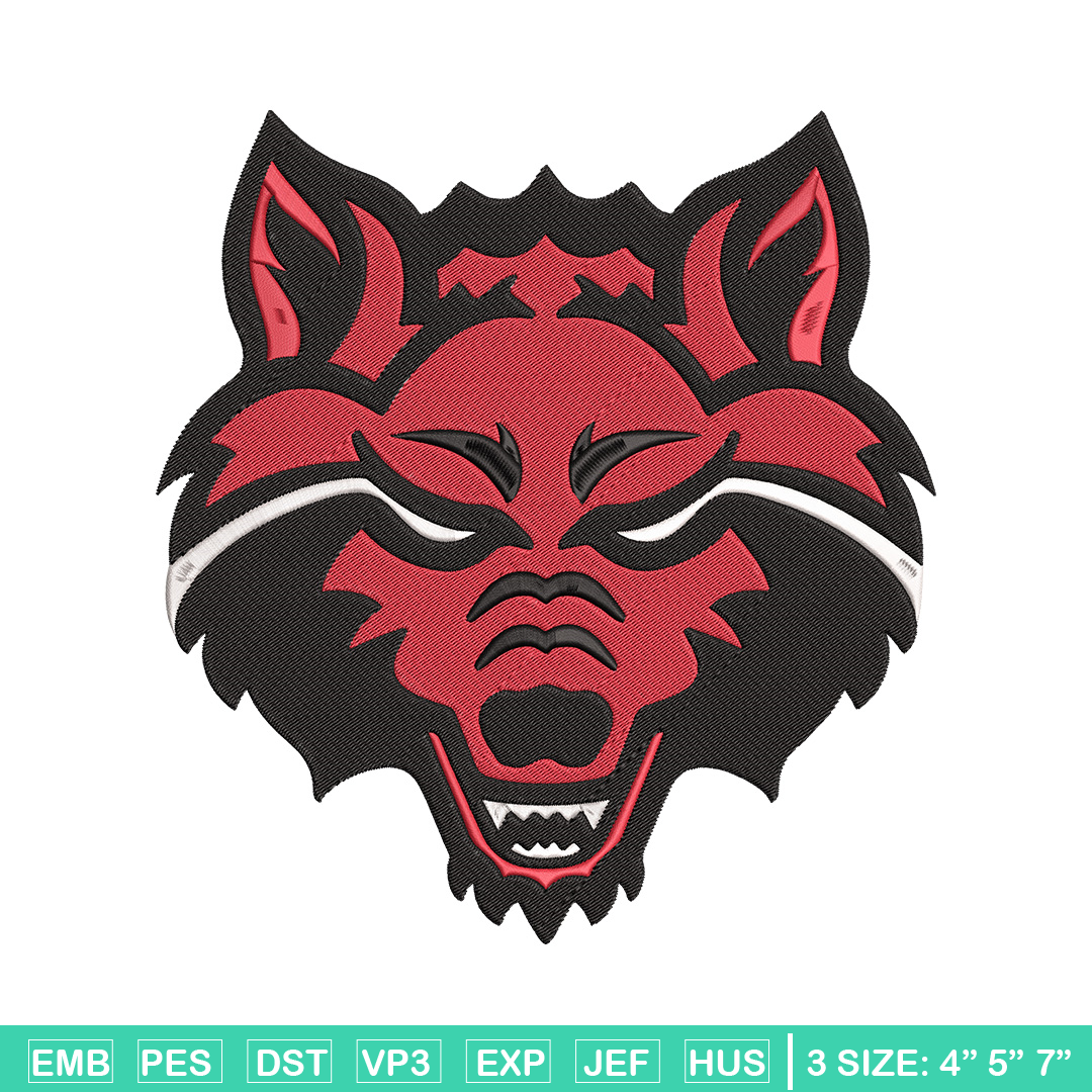 Red Wolves logo embroidery design, NCAA embroidery,Sport emb | Inspire ...