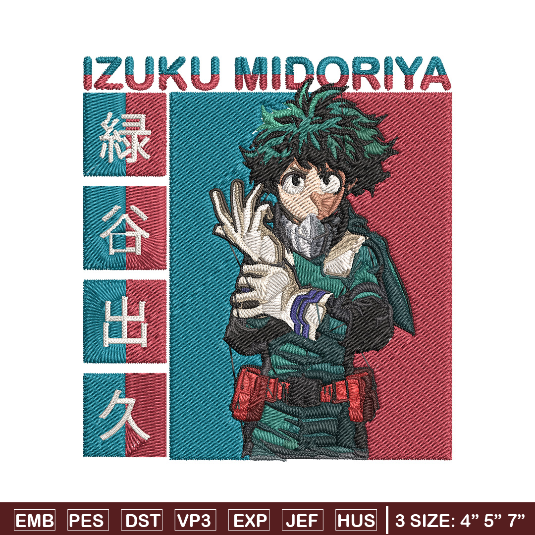Deku Poster Embroidery Design, Mha Embroidery, Embroidery Fi | Inspire ...