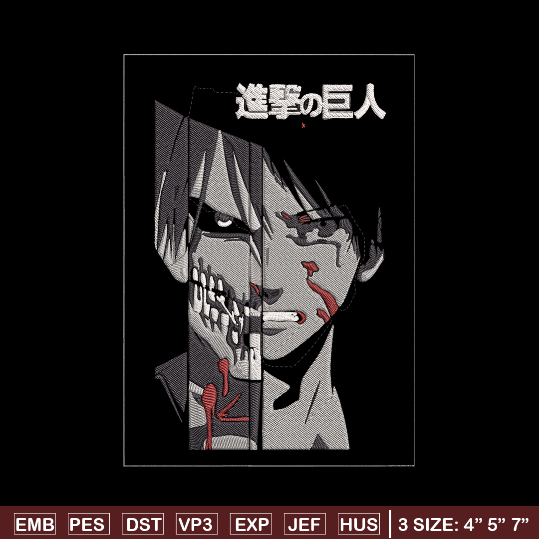 Eren Yeager Embroidery Design, Aot Embroidery, Embroidery Fi - Inspire ...