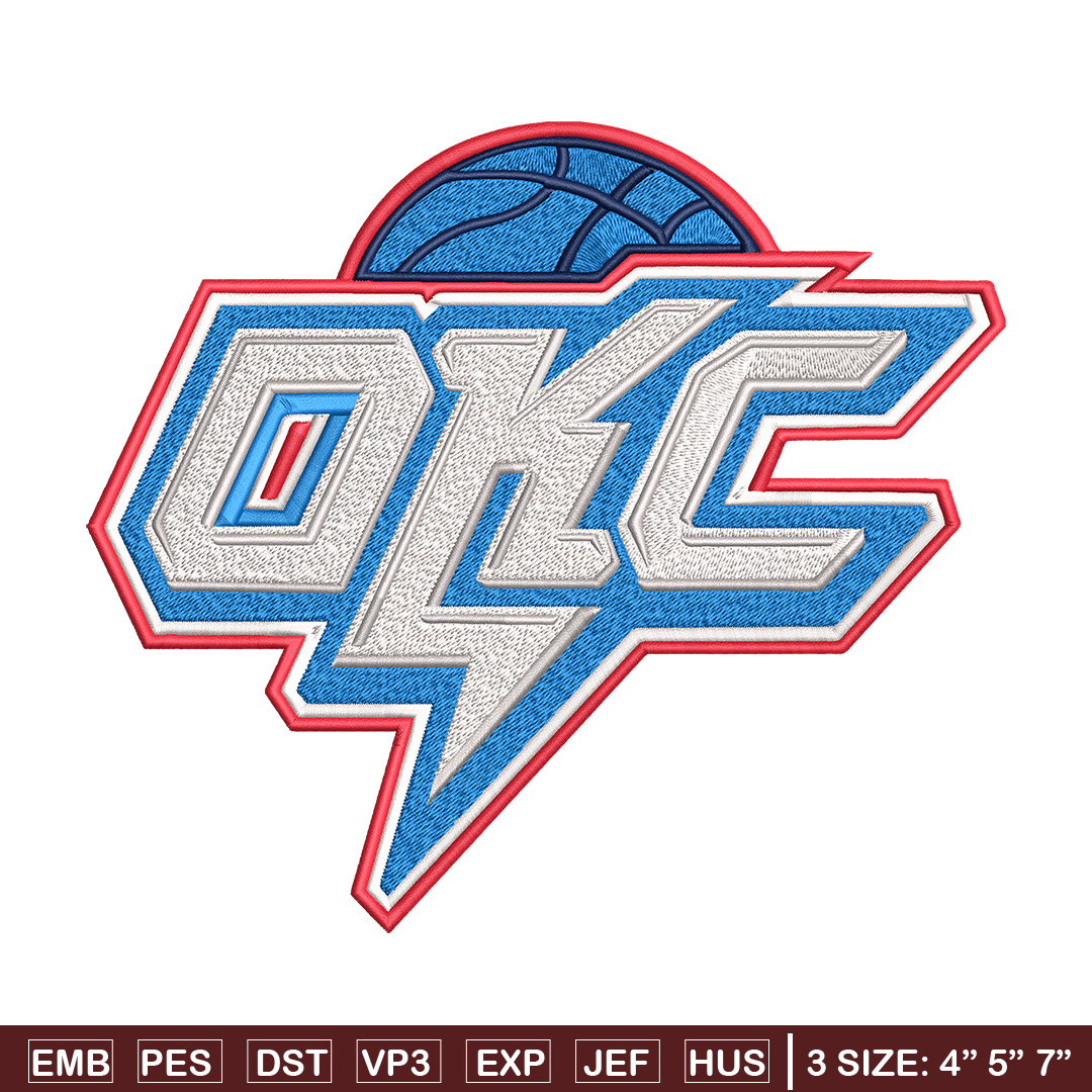 Oklahoma City Thunder logo embroidery design, NBA embroidery | Inspire ...