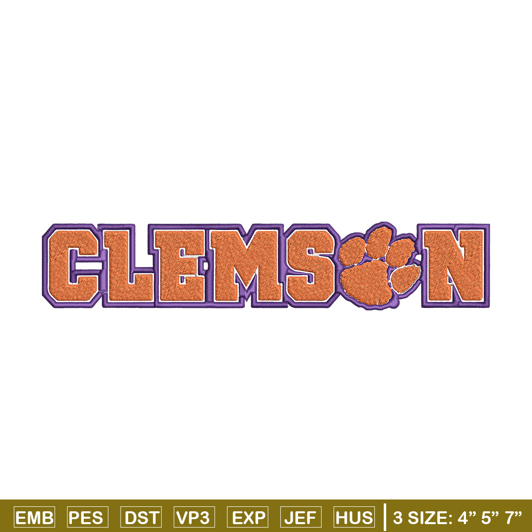 Clemson University logo embroidery design,NCAA embroidery, S | Inspire Uplift