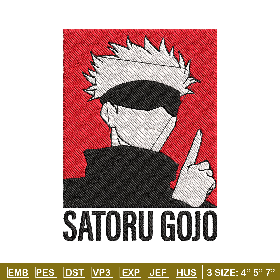 Gojo poster Embroidery Design, Jujutsu Embroidery, Embroider | Inspire ...