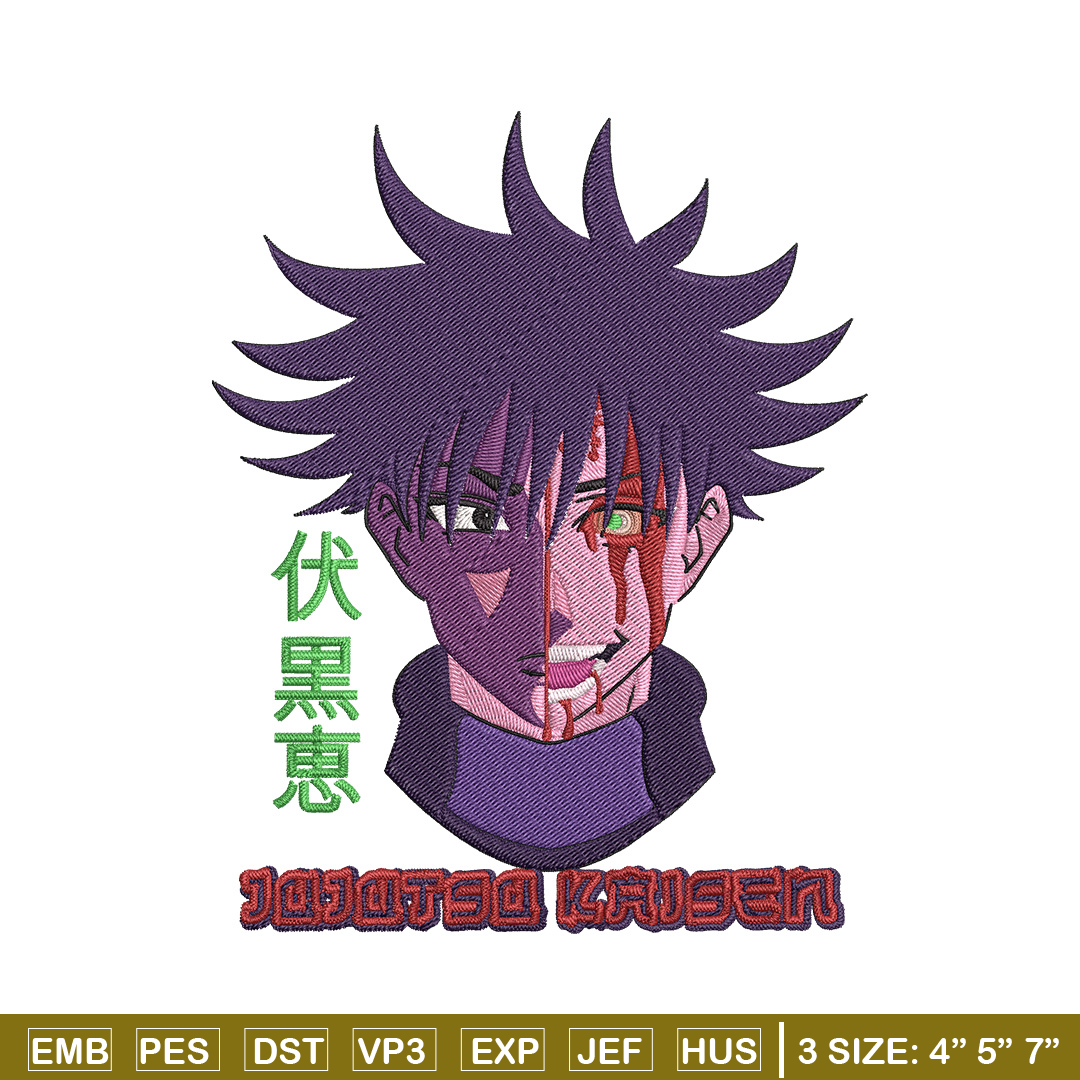 Megumi face Embroidery Design, Jujutsu Embroidery, Embroider | Inspire ...