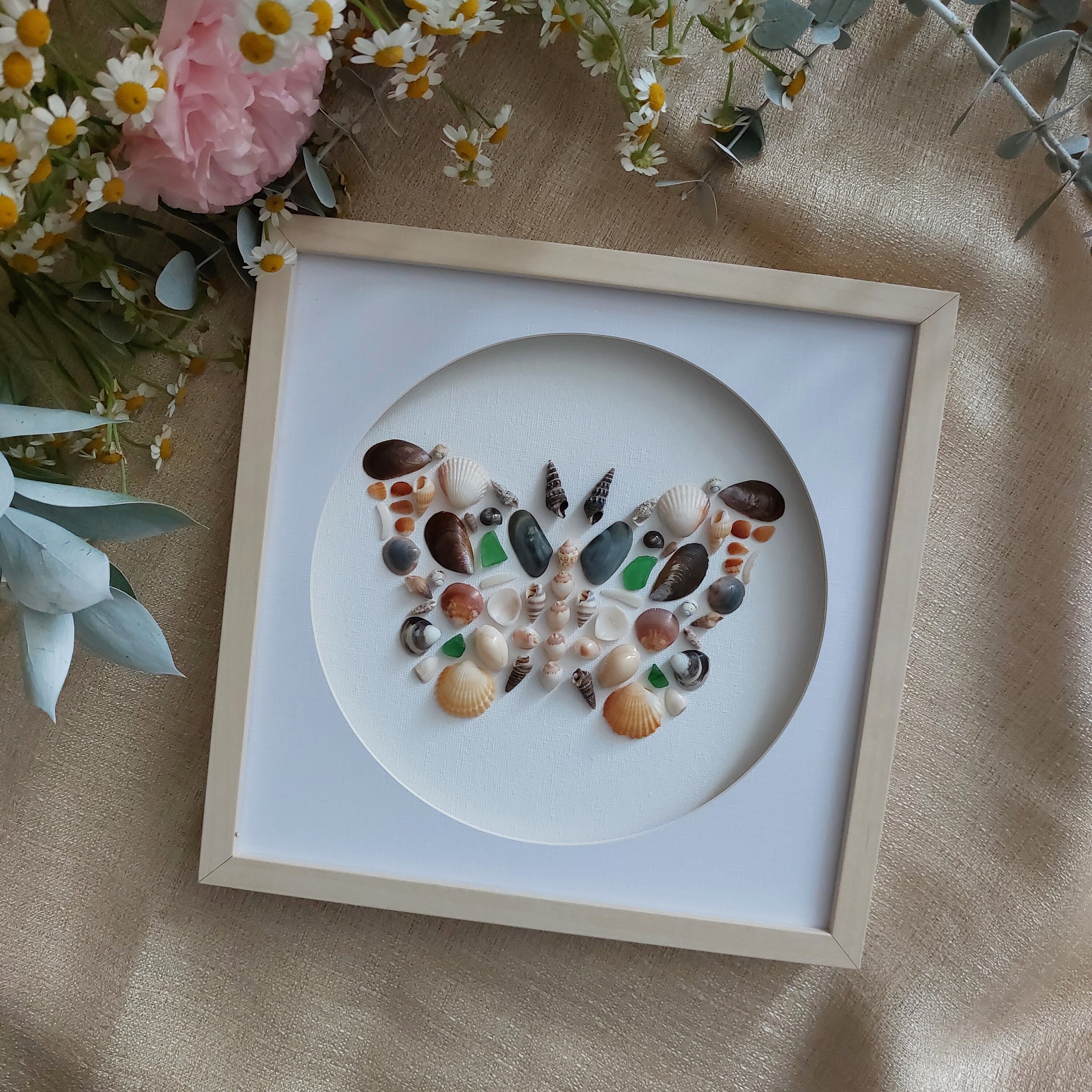 Butterfly Mosaic Seashell Wall Decor Butterfly Framed Shell | Inspire ...