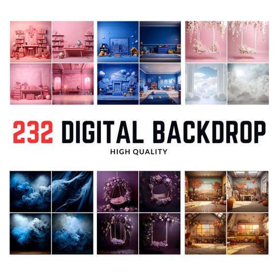 Digital Backdrops Mega Bundle, 232 Digital Backgrounds, Digi | Inspire ...
