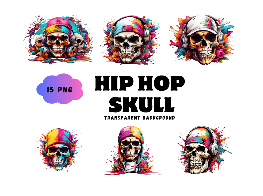 Hip Hop Skull PNG Bundle - Trending Digital Art Elements for | Inspire ...