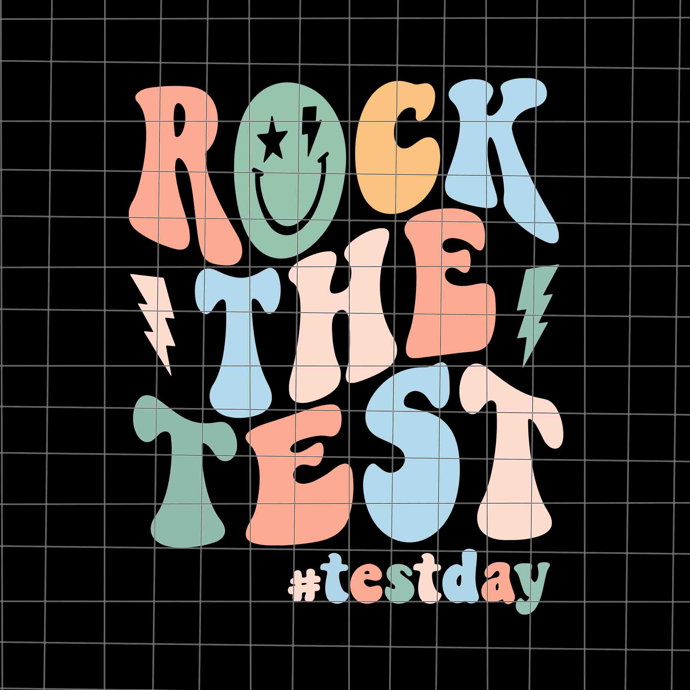 Rock The Test Testing Day Retro Motivational Teacher Student | Inspire ...