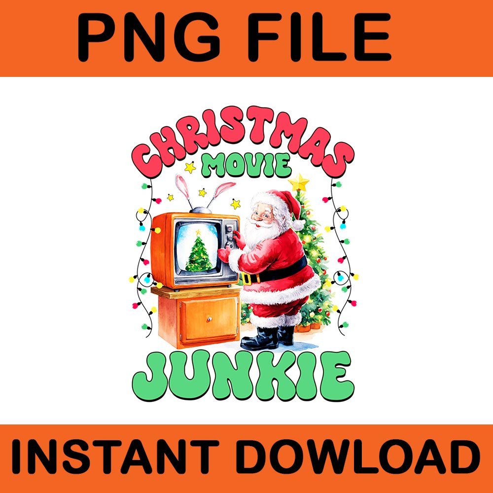 Christmas Movie Junkie Santa PNG | Inspire Uplift