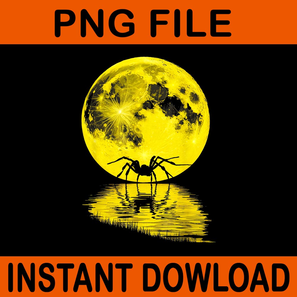 Halloween Spider Full Moon Spooky Party PNG | Inspire Uplift