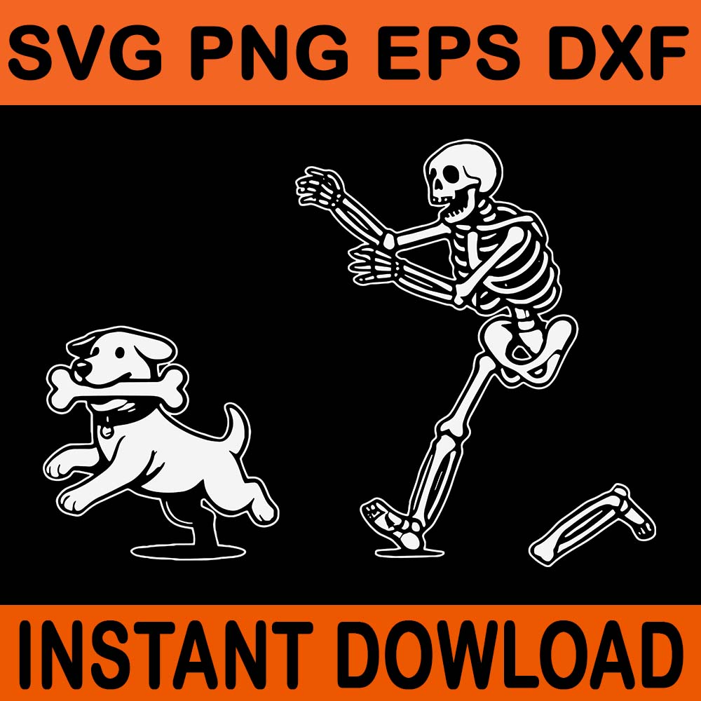 Skeleton Chasing Dog SVG, Halloween Dog SVG, Funny Skeleton | Inspire ...