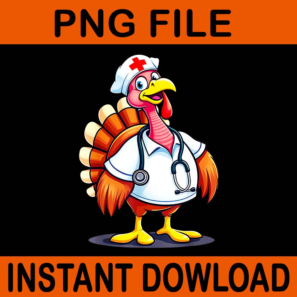 Turkey Nurse Cartoon Thanksgiving PNG | Inspire Uplift