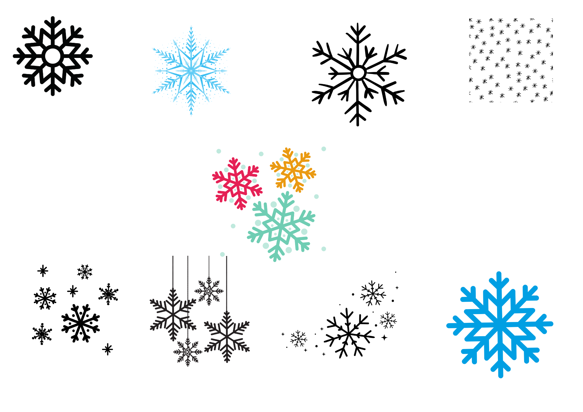 snowflake bundle 9 png file, snowfall, cute snowflakes, colo | Inspire ...