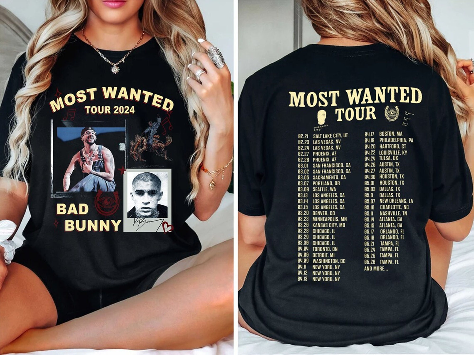 Bad Bunny Most Wanted Tour 2024 2 Sided PNG - SVG, Bad Bunny | Inspire ...