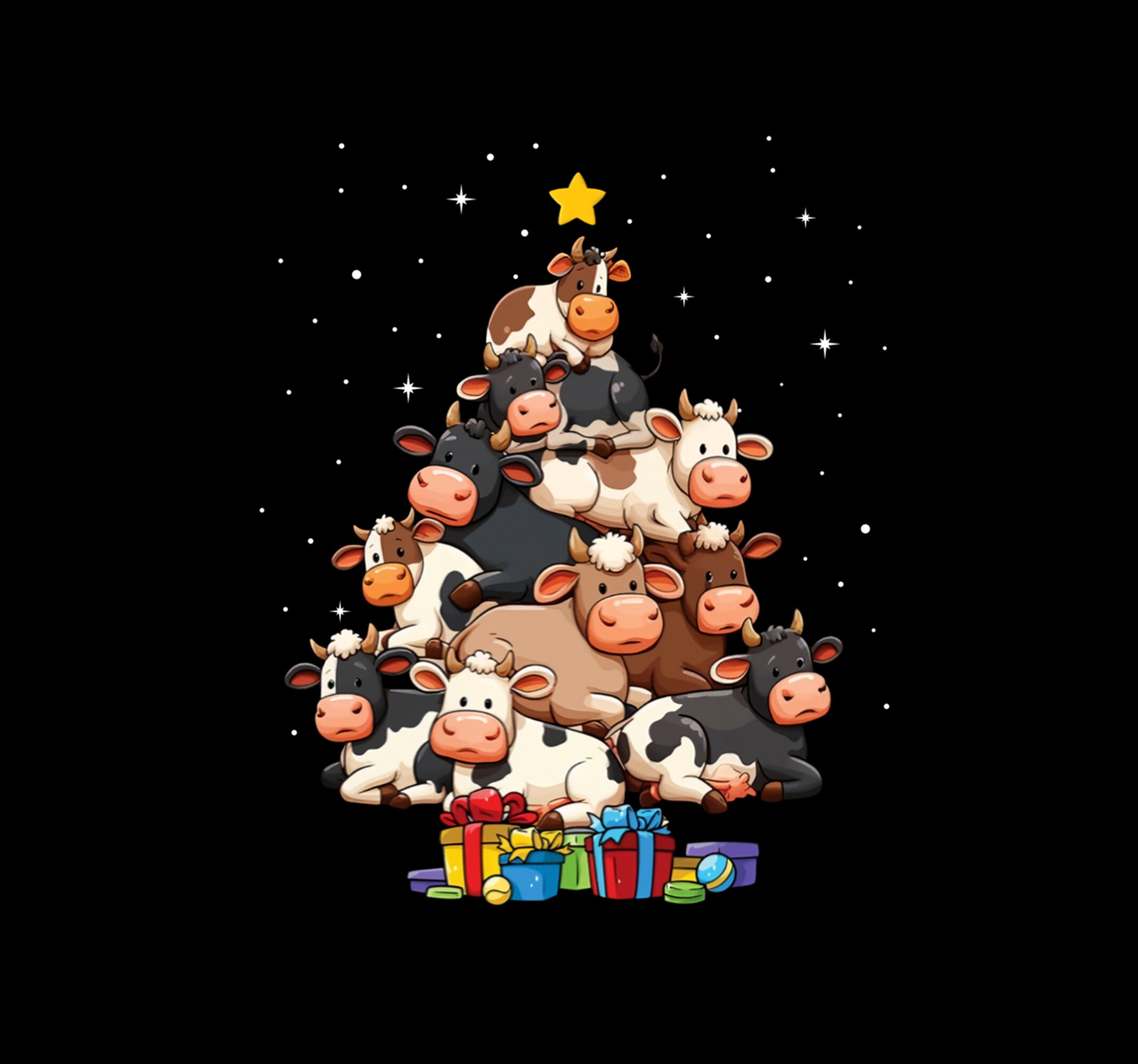 Cow christmas tree Png, Funny Christmas Cow Png | Inspire Uplift