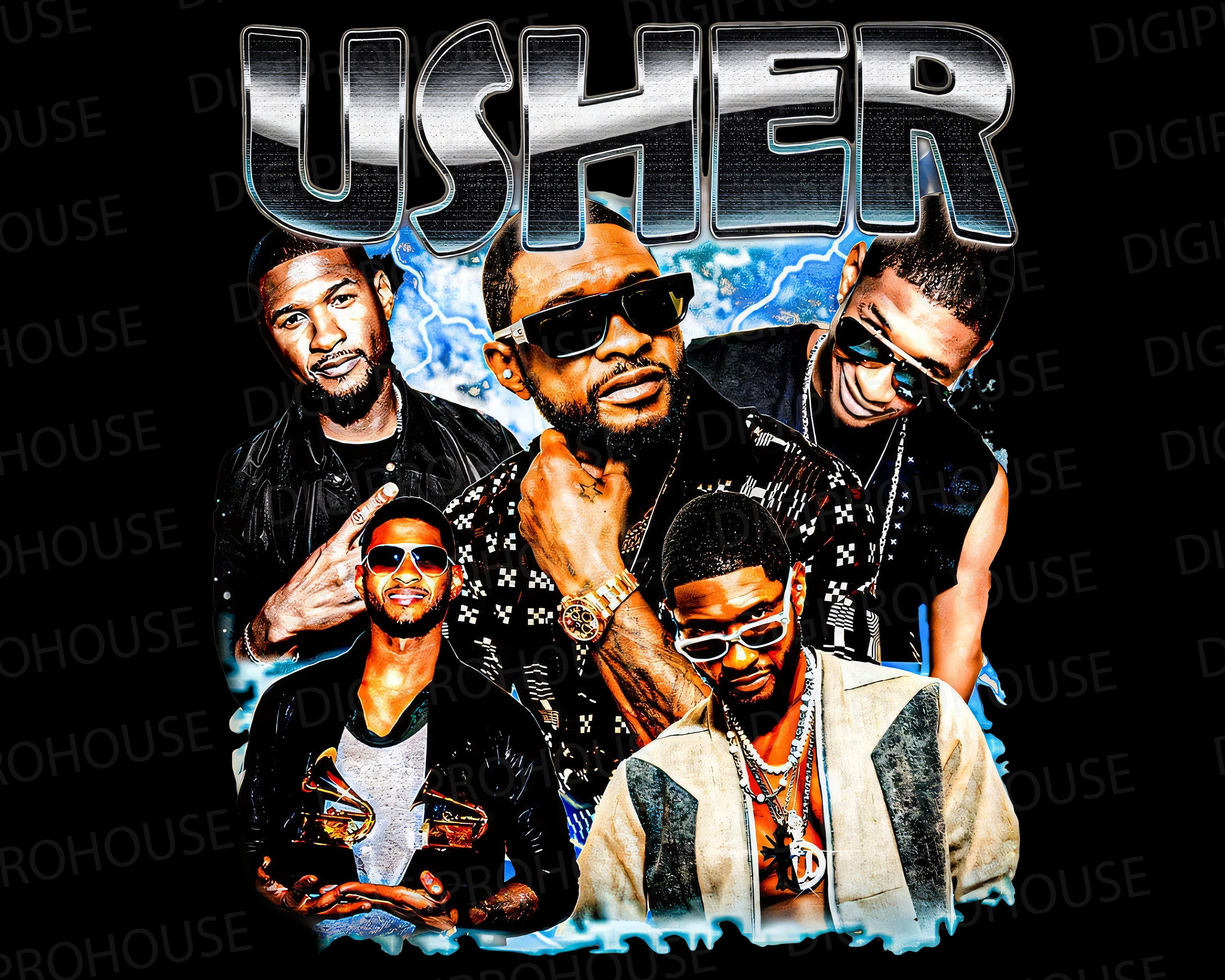 USHER T Shirt Design PNG Digital RAYMOND, R&B | Inspire Uplift