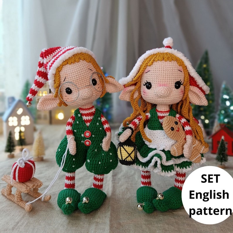 Christmas Crochet Amigurumi pattern Christmas Elves Doll (Bo | Inspire ...