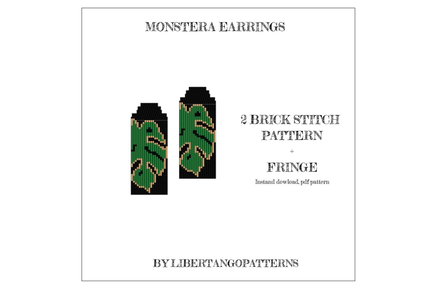 Stitch Brick pattern, Monstera pattern, Seed bead pattern, B | Inspire ...