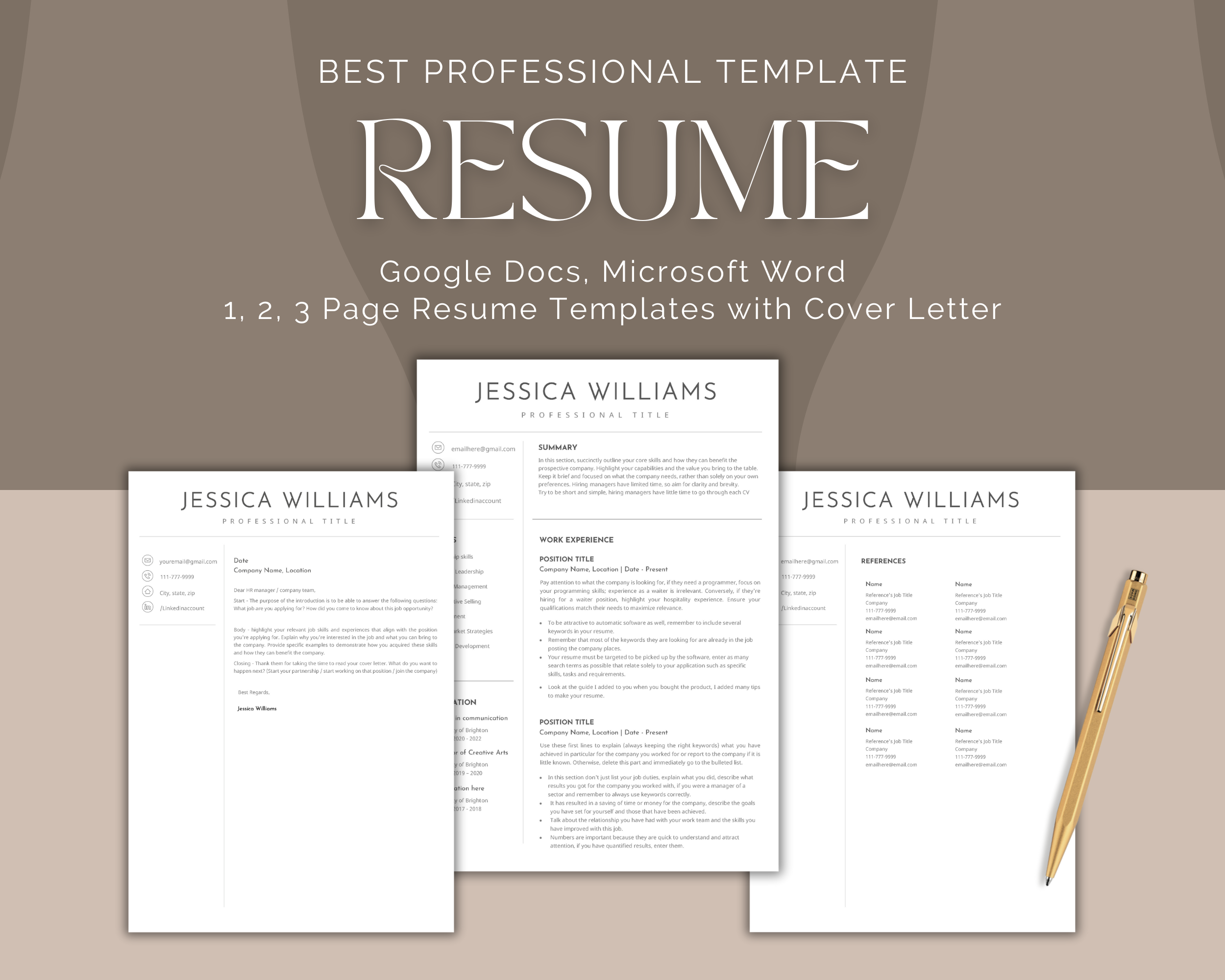 Best Professional Resume Template for Google Docs, Microsoft - Inspire ...