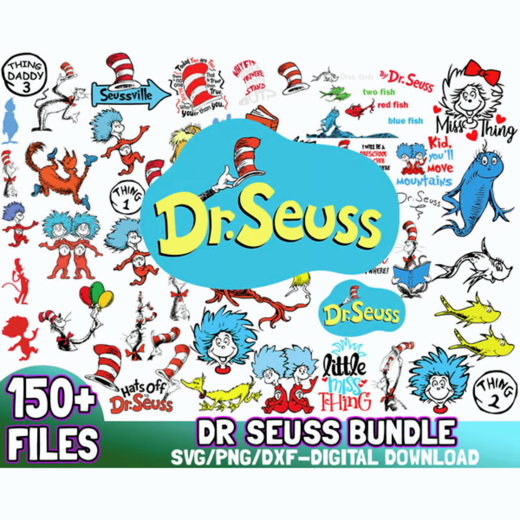 150 Dr Seuss PNG, Dr Seuss SVG,Mega Dr Seuss Bundle Layered - Inspire ...