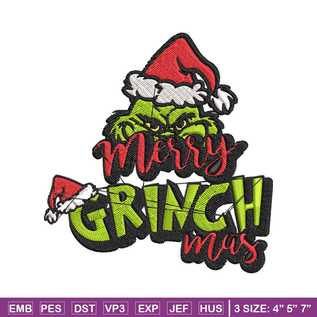 Merry Christmas Grinch Embroidery design, Grinch Christmas E | Inspire ...
