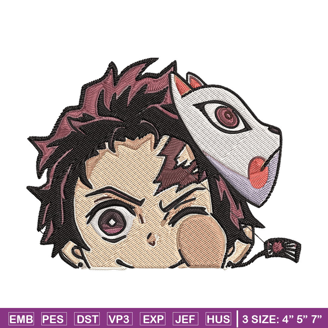 Tanjiro Peeker Embroidery Design, Demon slayer Embroidery, E | Inspire ...