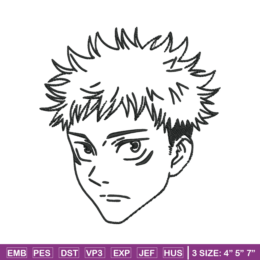 Yuji face Embroidery Design, Jujutsu Embroidery, Embroidery | Inspire ...
