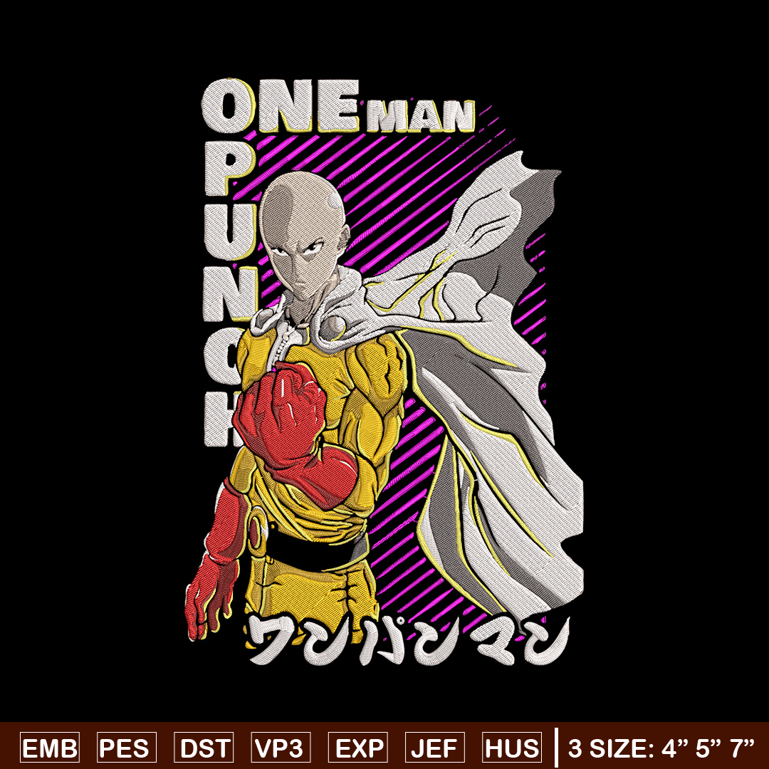 Saitama Embroidery Design, One punch man Embroidery,Embroide | Inspire ...