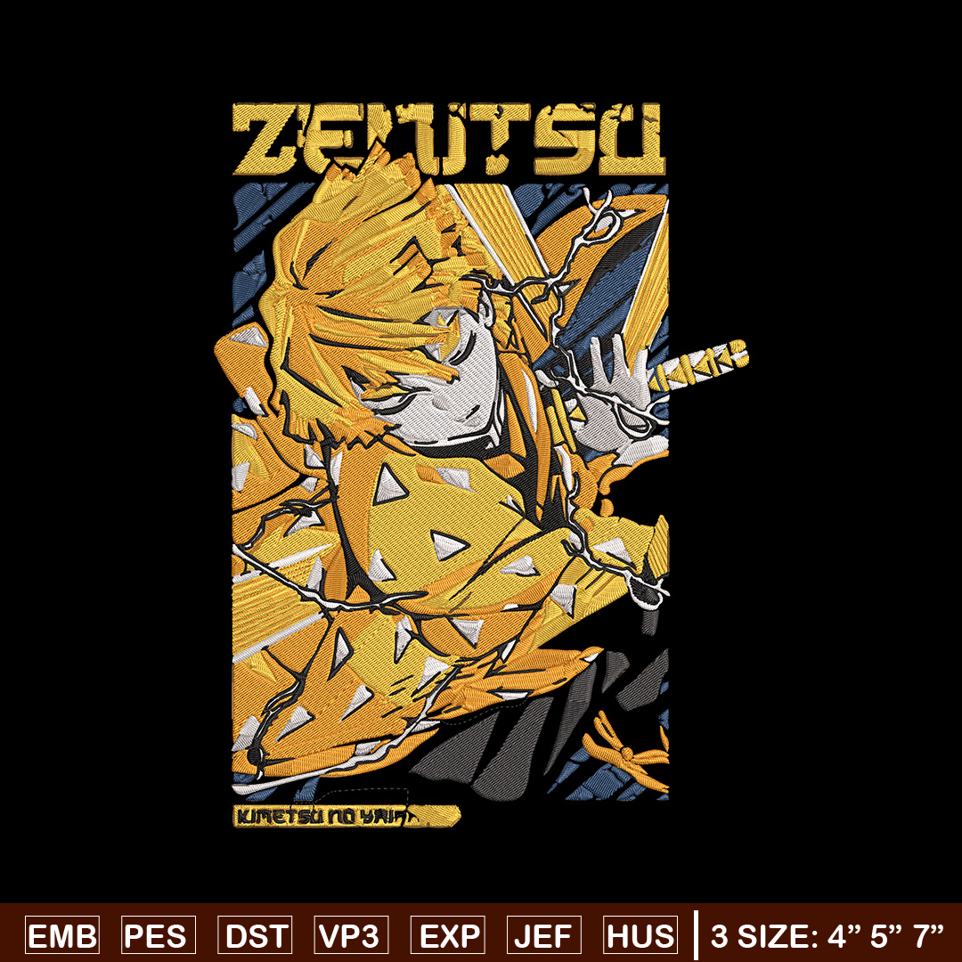 Zenitsu poster Embroidery Design, Demon slayer Embroidery, E - Inspire ...