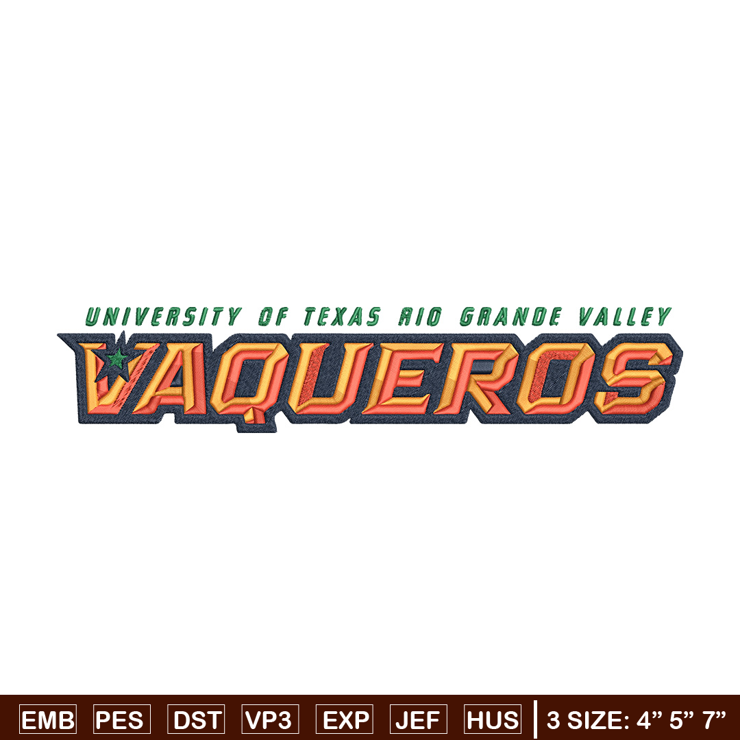 UTRGV Vaqueros logo embroidery design,NCAA embroidery,Sport | Inspire ...