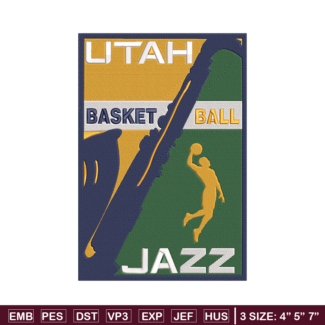 Utah Jazz logo embroidery design, NBA embroidery, Sport embr | Inspire ...