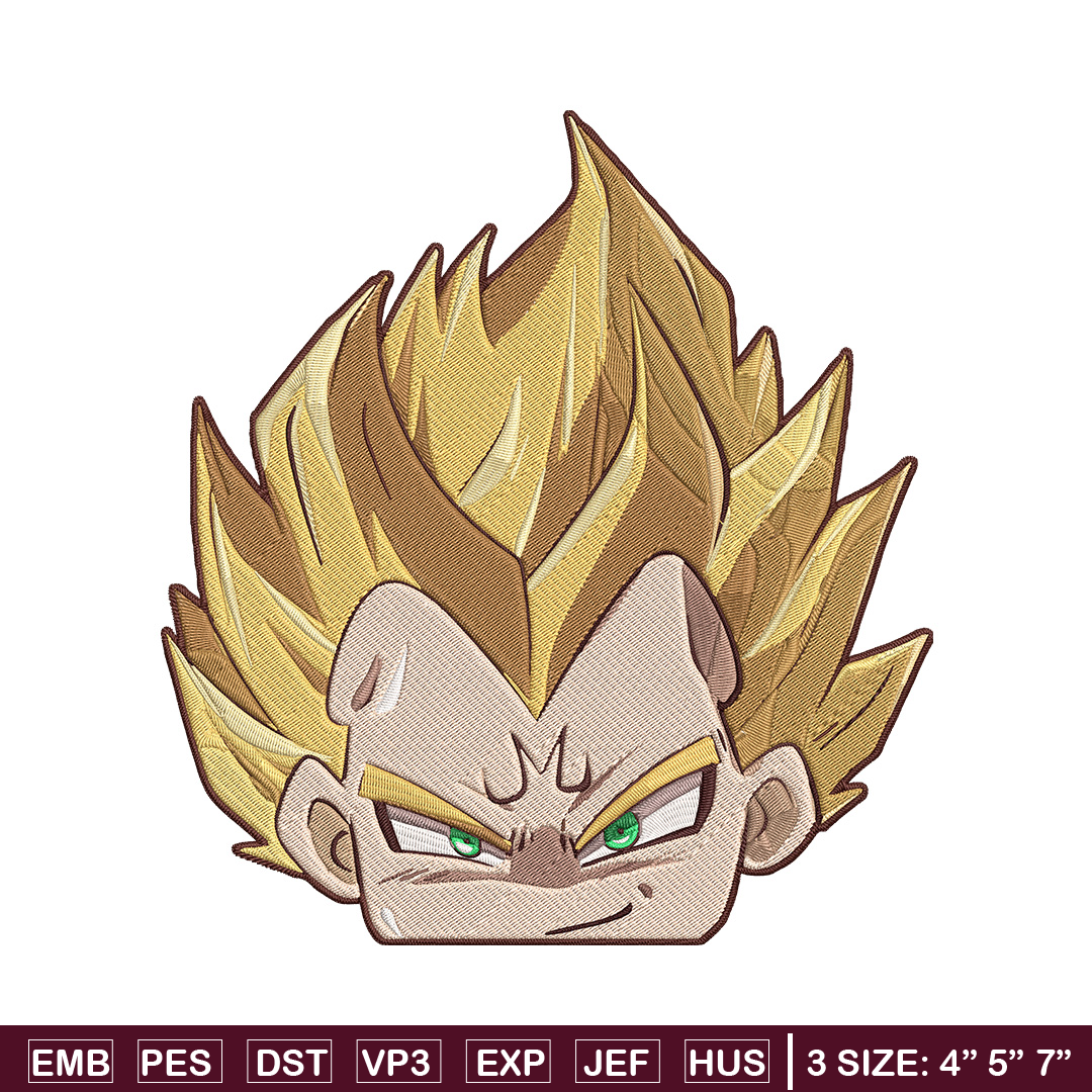 Vegeta peeker Embroidery Design, Dragonball Embroidery, Embr - Inspire ...