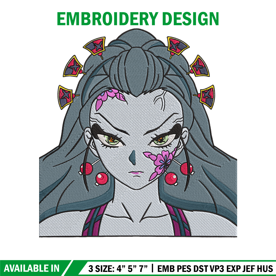 Daki face Embroidery Design, Demon slayer Embroidery, Embroi | Inspire ...