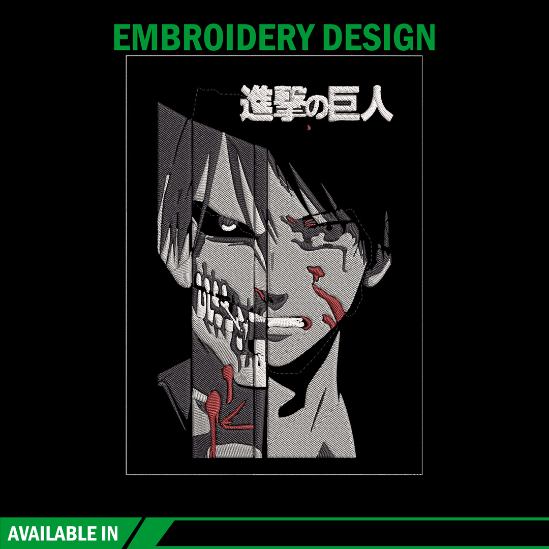 Eren Yeager Embroidery Design, Aot Embroidery, Embroidery Fi - Inspire ...
