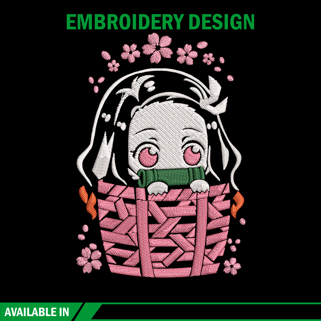 Nezuko chibi cute Embroidery Design, Demon slayer Embroidery | Inspire ...