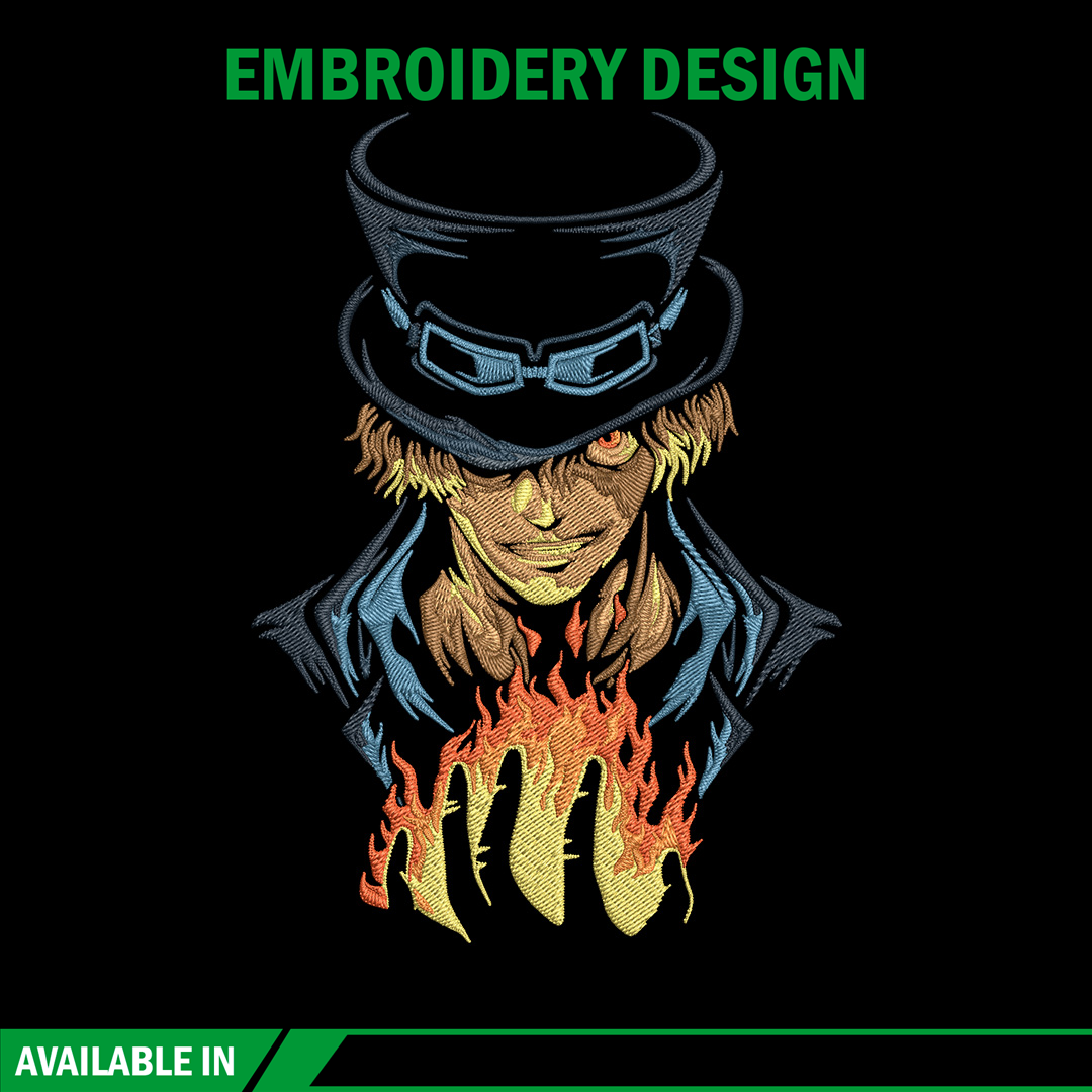 Sabo poster Embroidery Design,One piece Embroidery, Embroide | Inspire ...