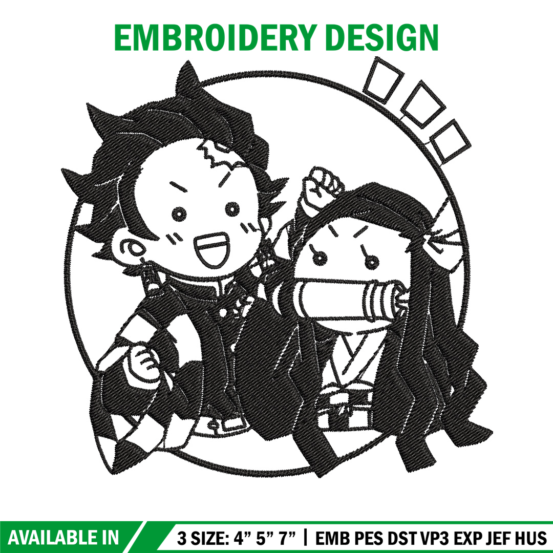 Tanjiro x nezuko Embroidery Design, Demon slayer Embroidery, - Inspire ...
