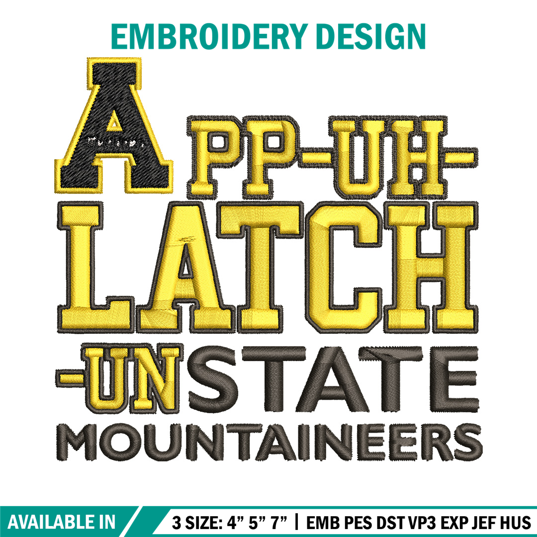 Appalachian State logo embroidery design, Sport embroidery, | Inspire ...