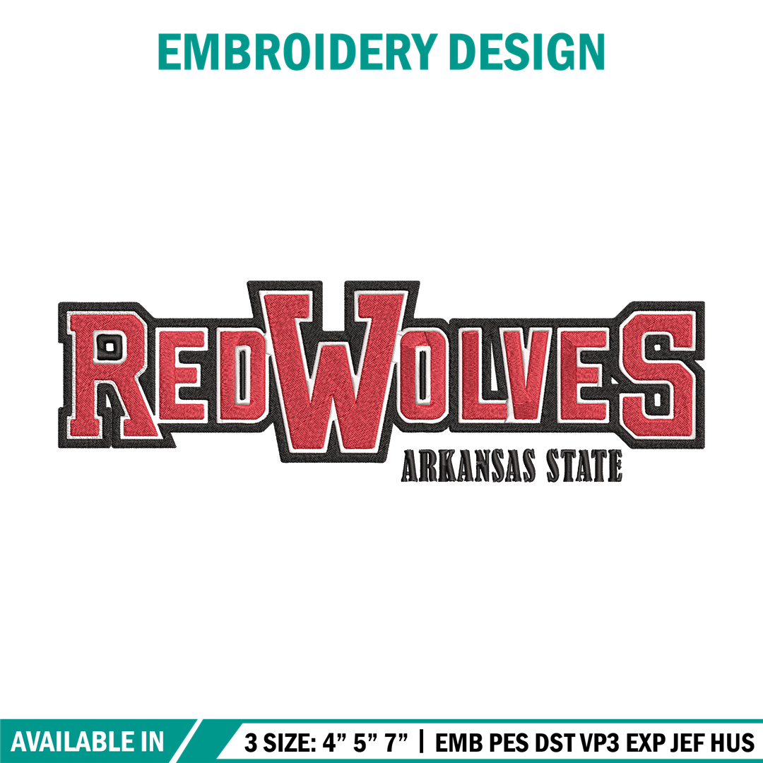 Arkansas State logo embroidery design, NCAA embroidery, Embr | Inspire ...