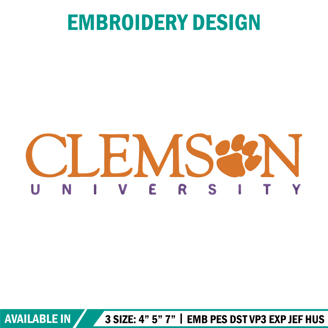 Clemson University logo embroidery design, NCAA embroidery, | Inspire ...