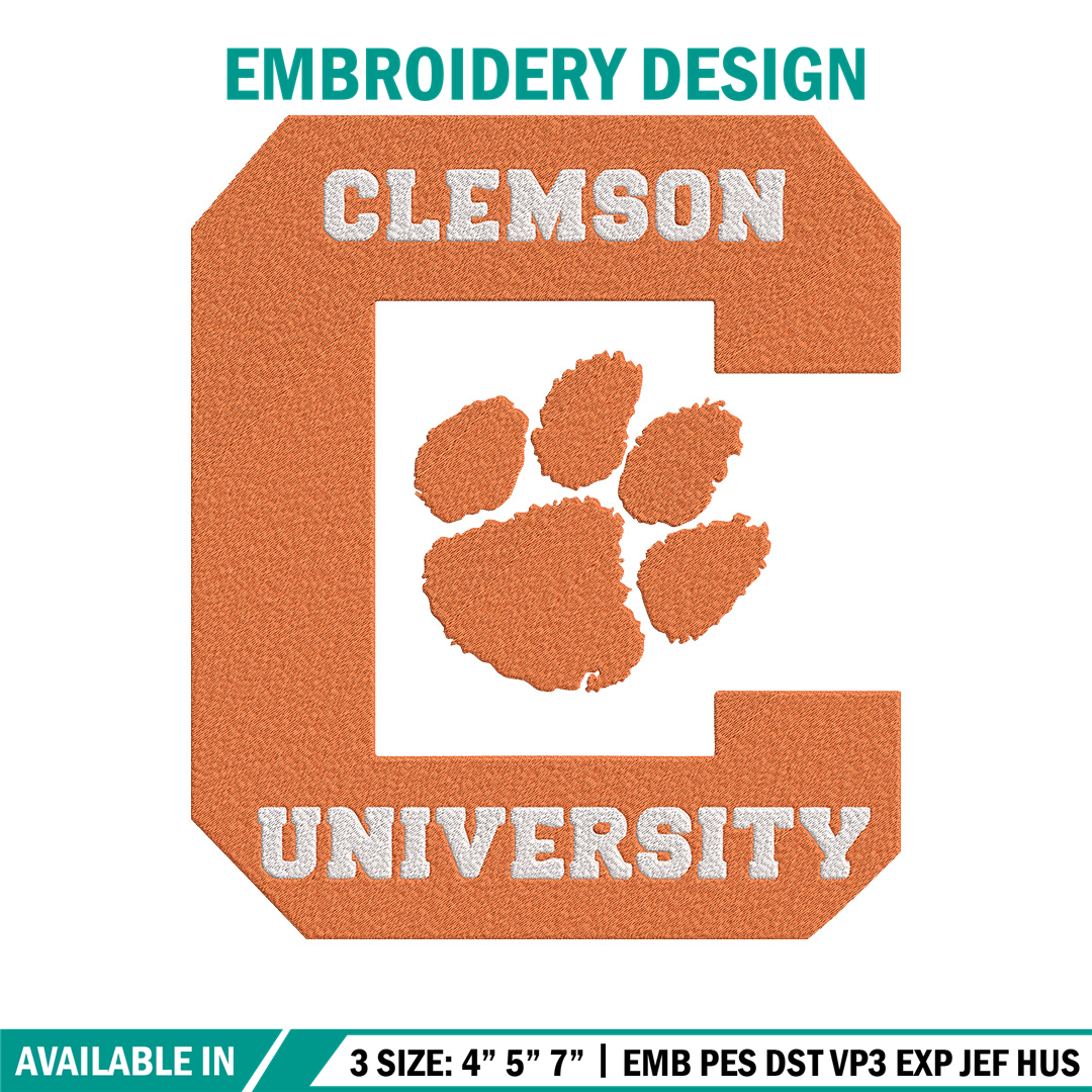Clemson University logo embroidery design,NCAA embroidery,Sp | Inspire ...