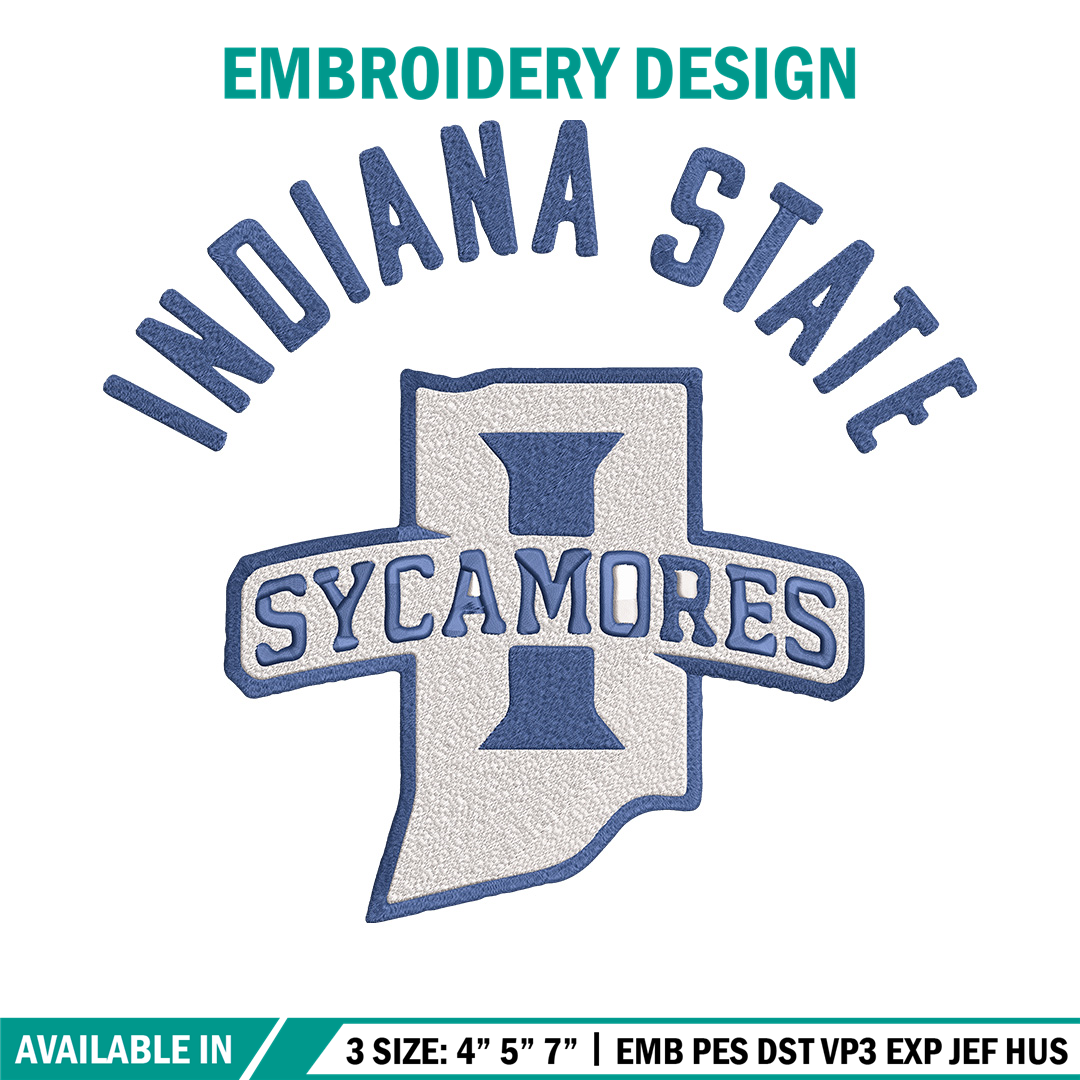 Indiana State University embroidery design,NCAA embroidery, | Inspire Uplift