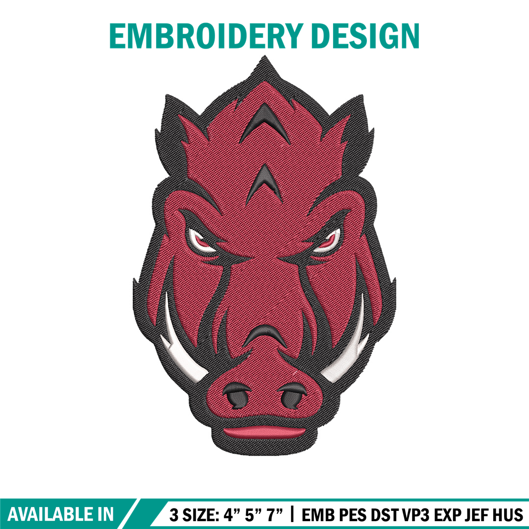 Razorback Head embroidery design, NCAA embroidery, Sport emb | Inspire ...