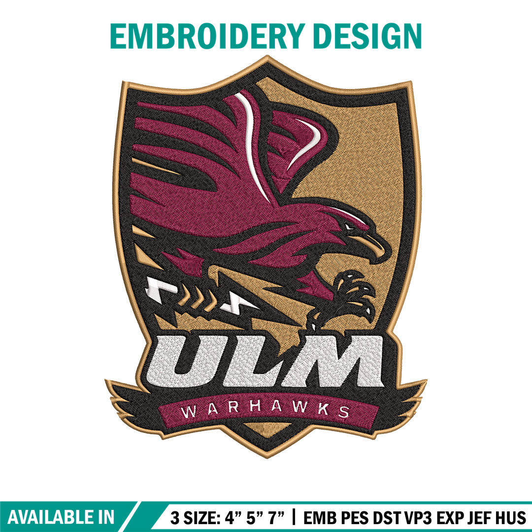 ULM Warhawks logo embroidery design, NCAA embroidery, Embroi | Inspire ...