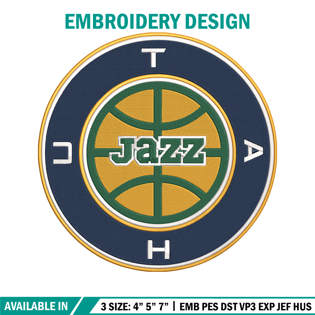 Utah Jazz logo embroidery design, NBA embroidery, Sport embr | Inspire ...