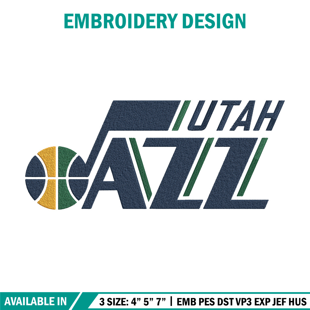 Utah Jazz logo embroidery design,NBA embroidery,Sport embroi | Inspire ...