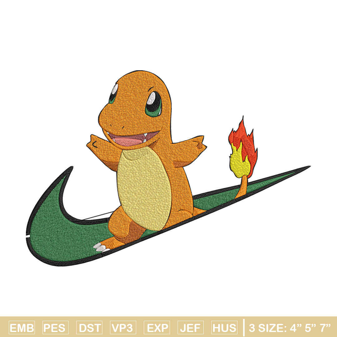 Charmander nike Embroidery Design, Pokemon Embroidery, Embro | Inspire ...
