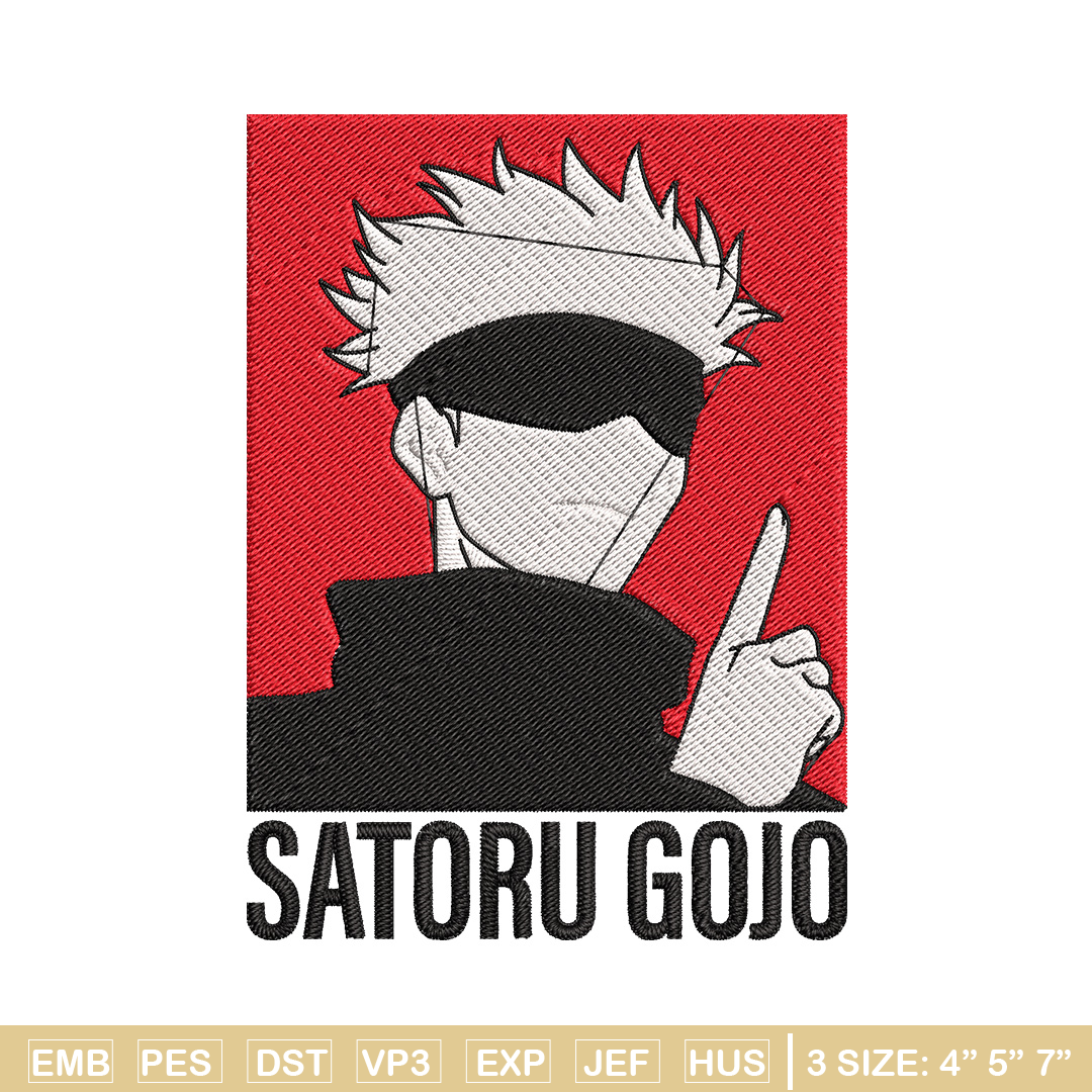 Gojo poster Embroidery Design, Jujutsu Embroidery, Embroider | Inspire ...