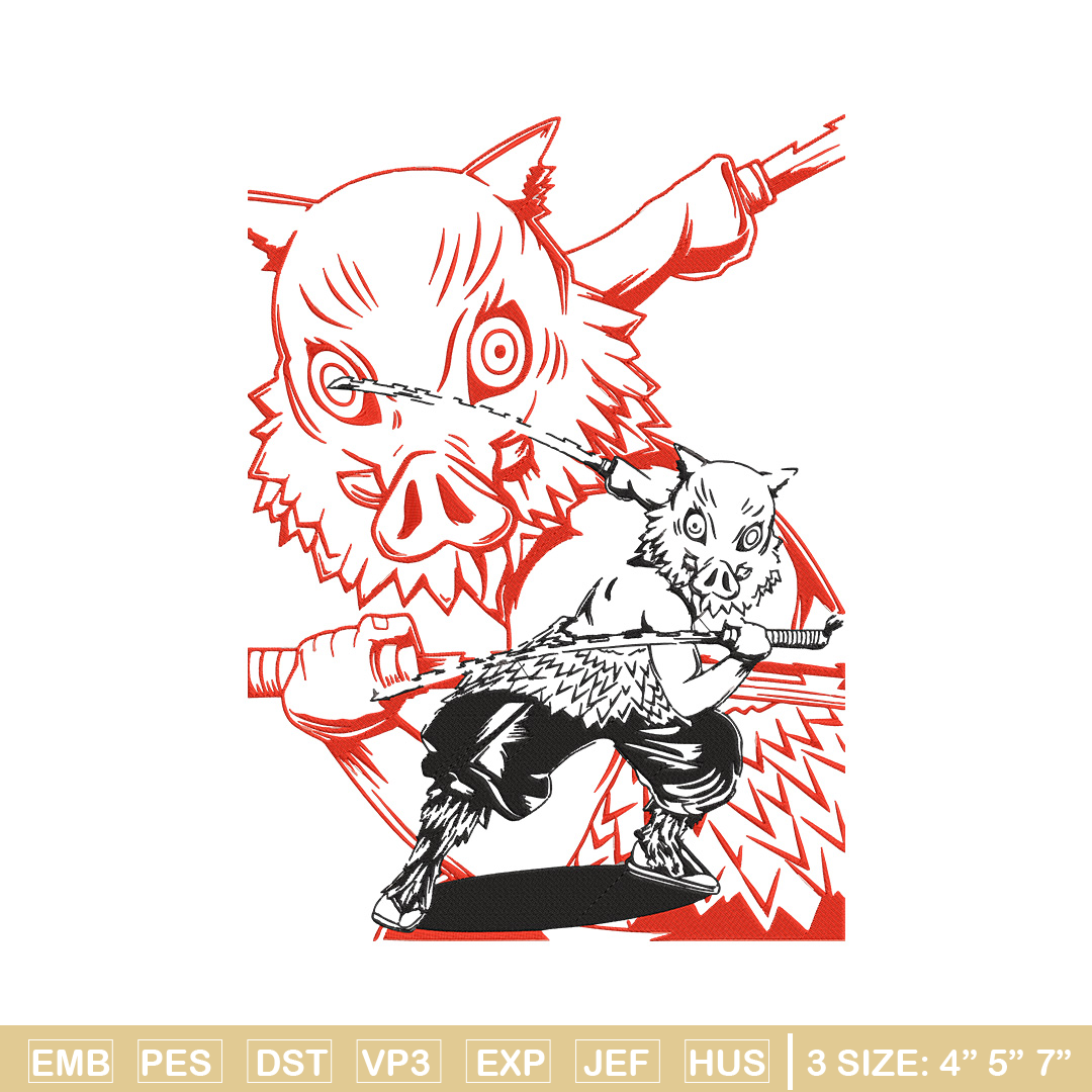Hashibira Inosuke Embroidery Design, Demon slayer Embroidery | Inspire ...