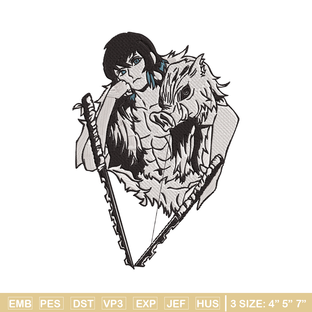 Inosuke poster Embroidery Design,Demon slayer Embroidery,Emb | Inspire ...